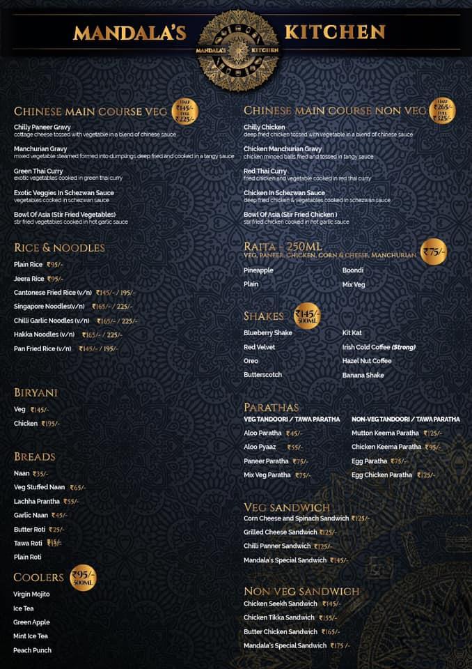 Menu at Mandala's Kitchen, Delhi