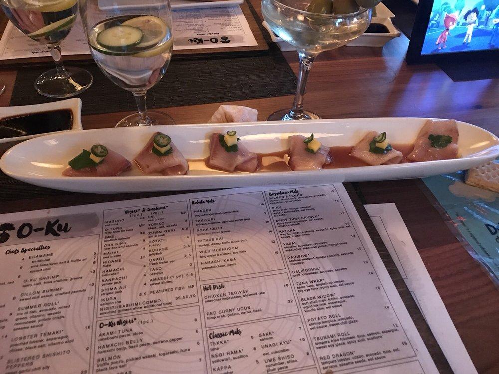 Menu at O-Ku restaurant, Raleigh
