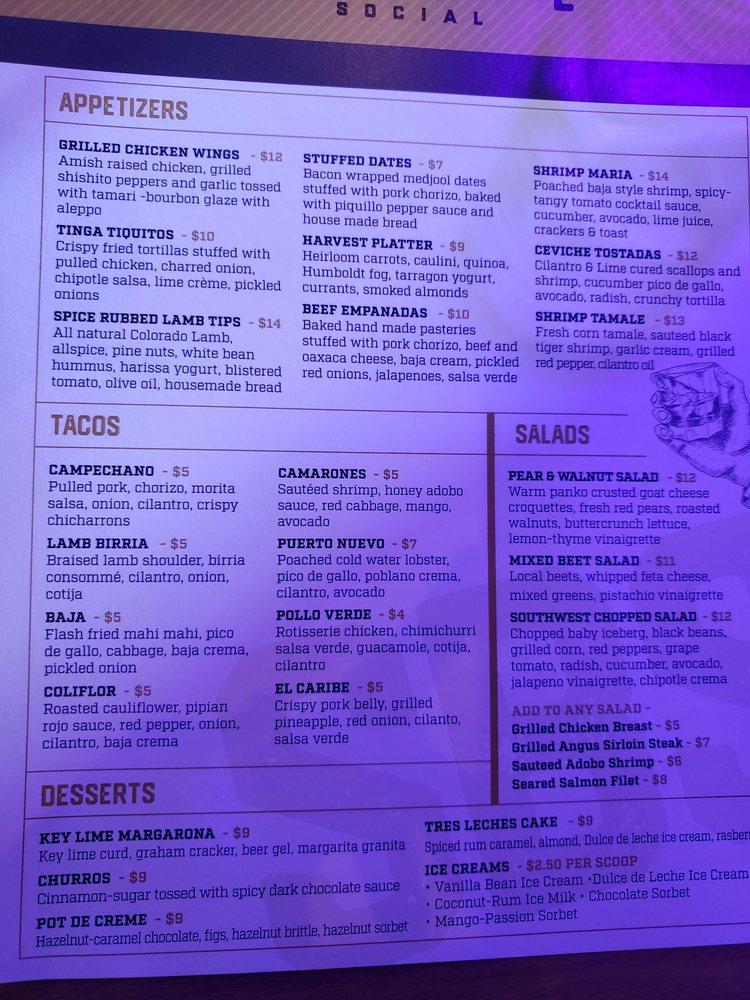 Menu at Single Barrel Social, Brighton