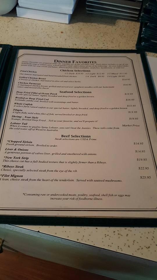 Menu at The Pines Supper Club, Streator, IL-23