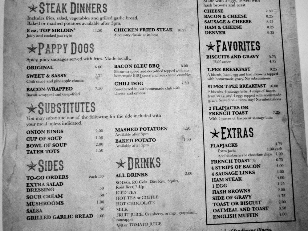 Menu at The Stagecoach Saloon pub & bar, Fairview