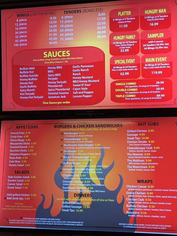 Menu at Tri-City Wings & Grill restaurant, Newton, 197 North St