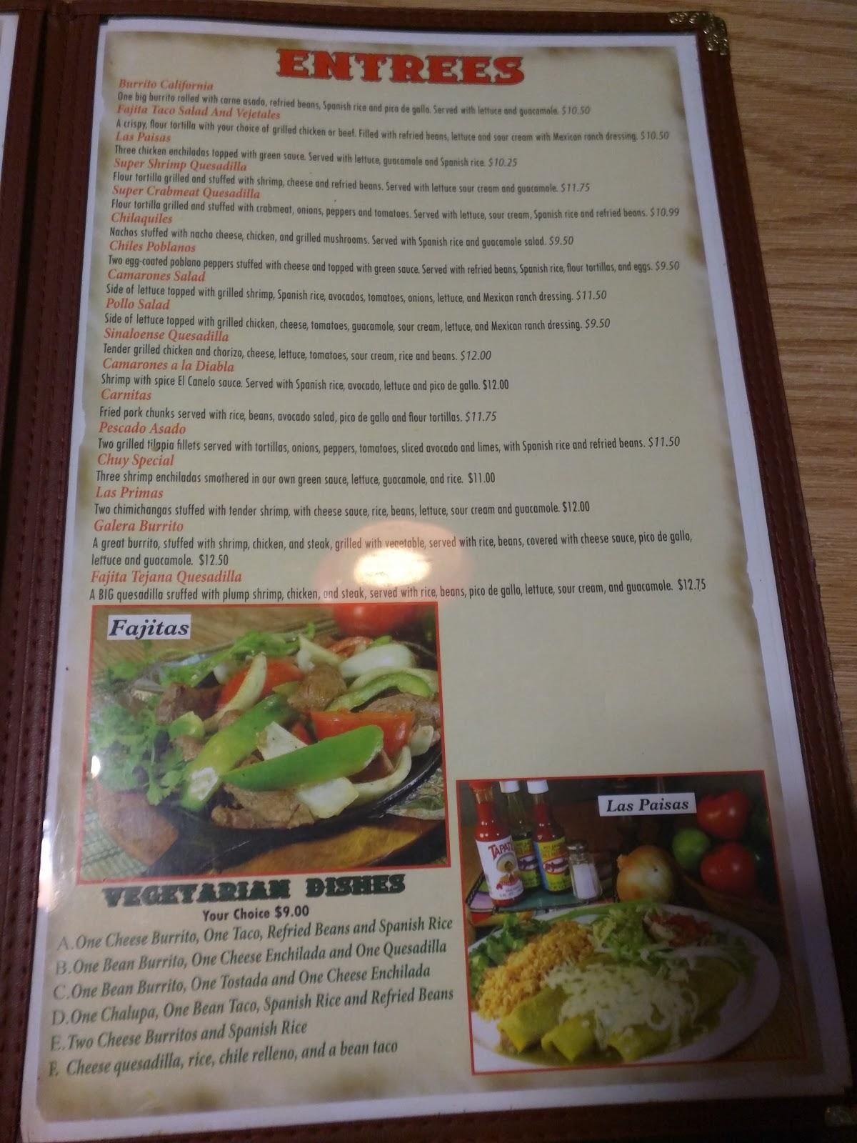 Menu at El Canelo Mexican Restaurant, Erie, W 12th St