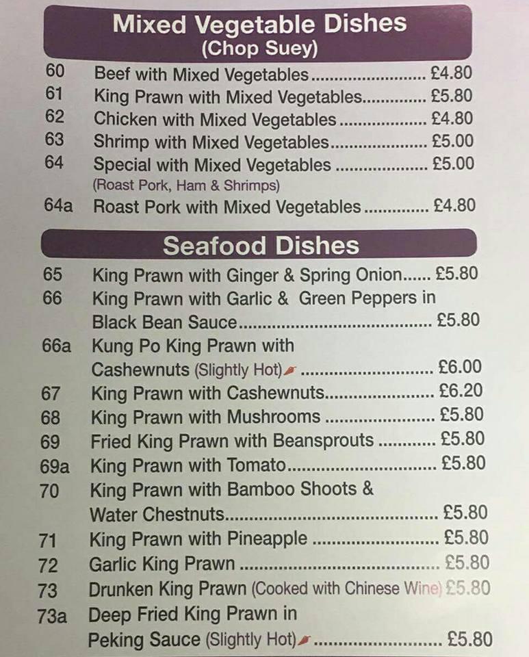 Menu at Hoi Shan fast food, Newton Abbot