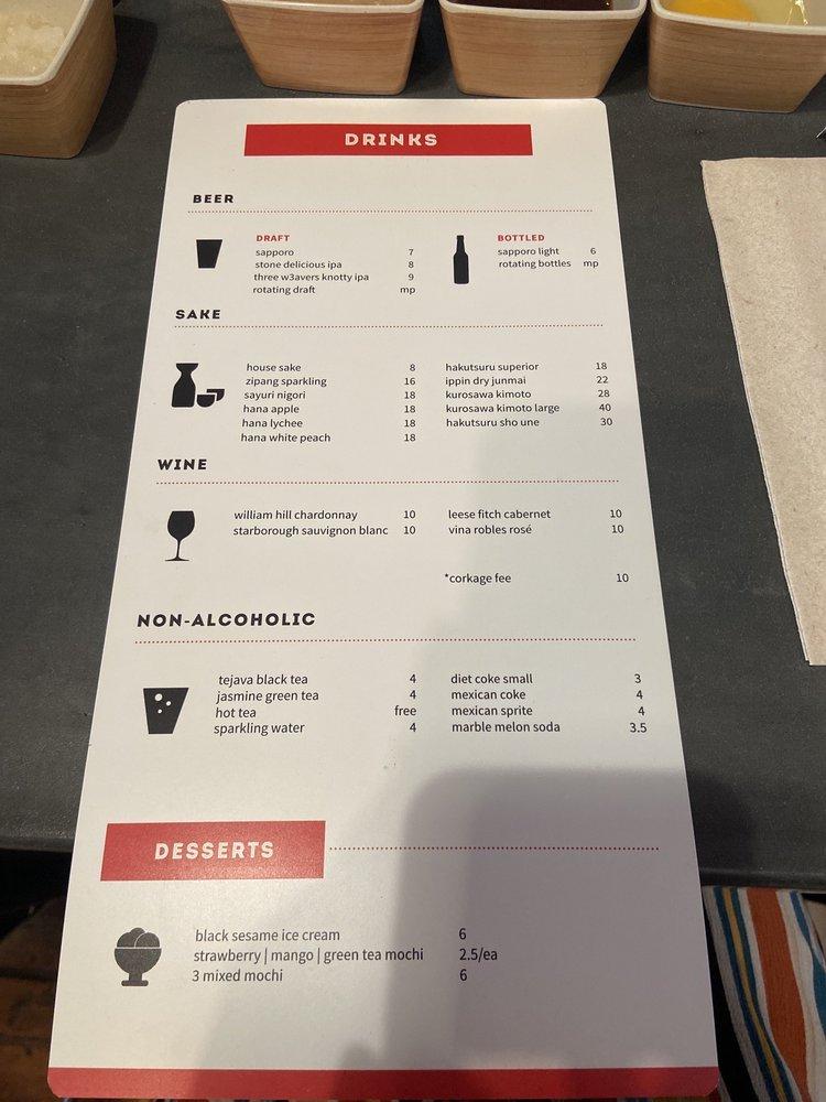 Menu at Tabu Shabu, Orange restaurant, Orange
