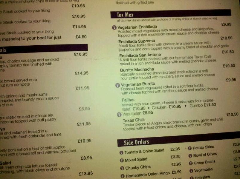 Menu at The Angel View Inn pub & bar, Gateshead, Low