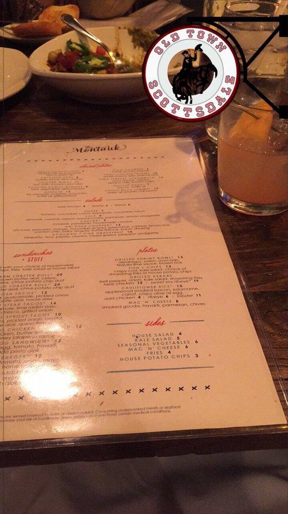 Menu at The Montauk restaurant, Scottsdale
