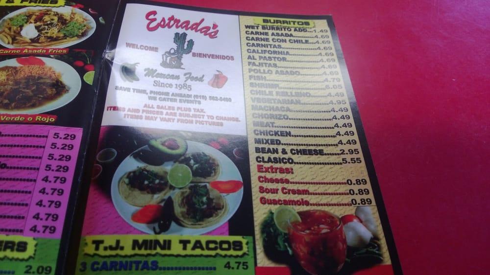 Menu at Estrada's Mexican Food restaurant, Santee, Magnolia Ave #107