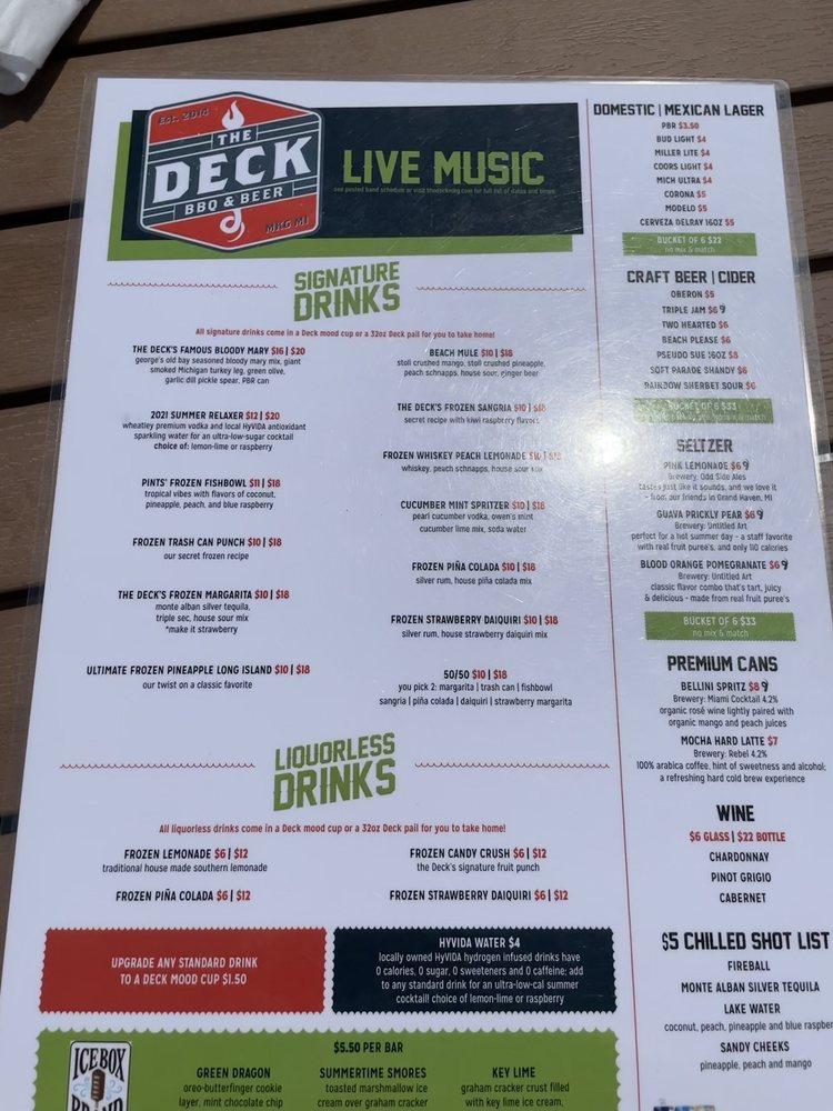 Menu at The Deck pub & bar, Muskegon