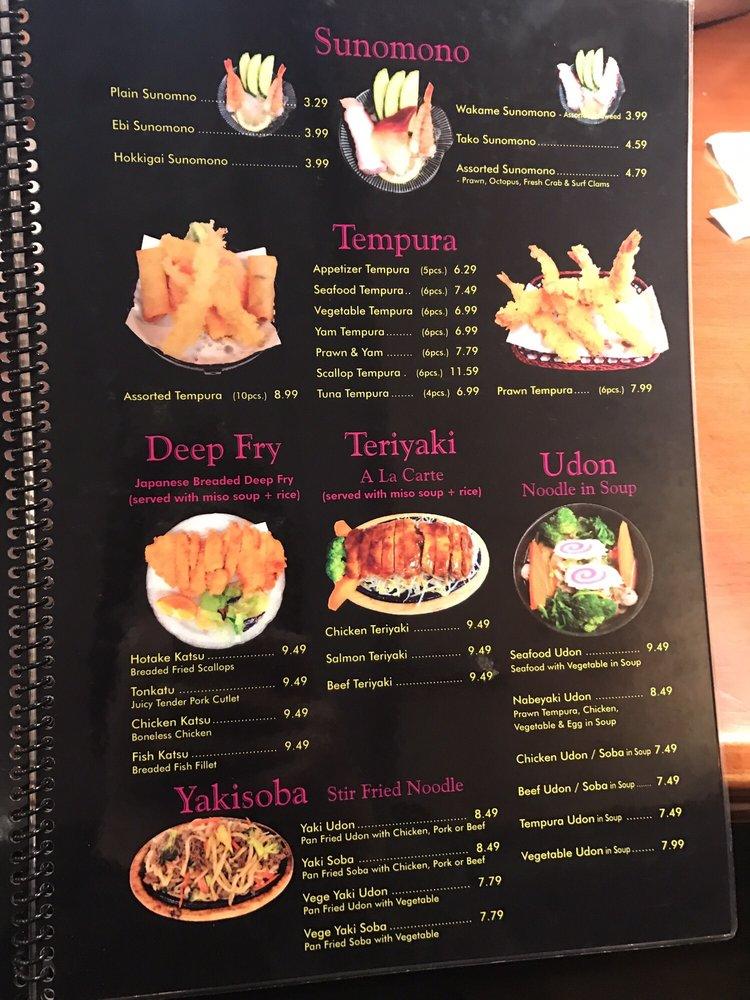 Menu at Yuko Maki restaurant, North Vancouver, Lonsdale Ave