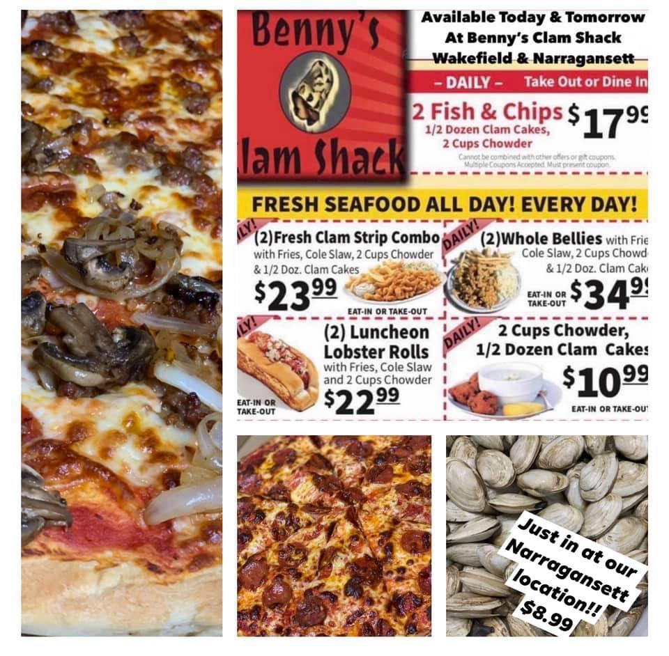 Menu at Benny's Clam Shack Narragansett restaurant, Narragansett