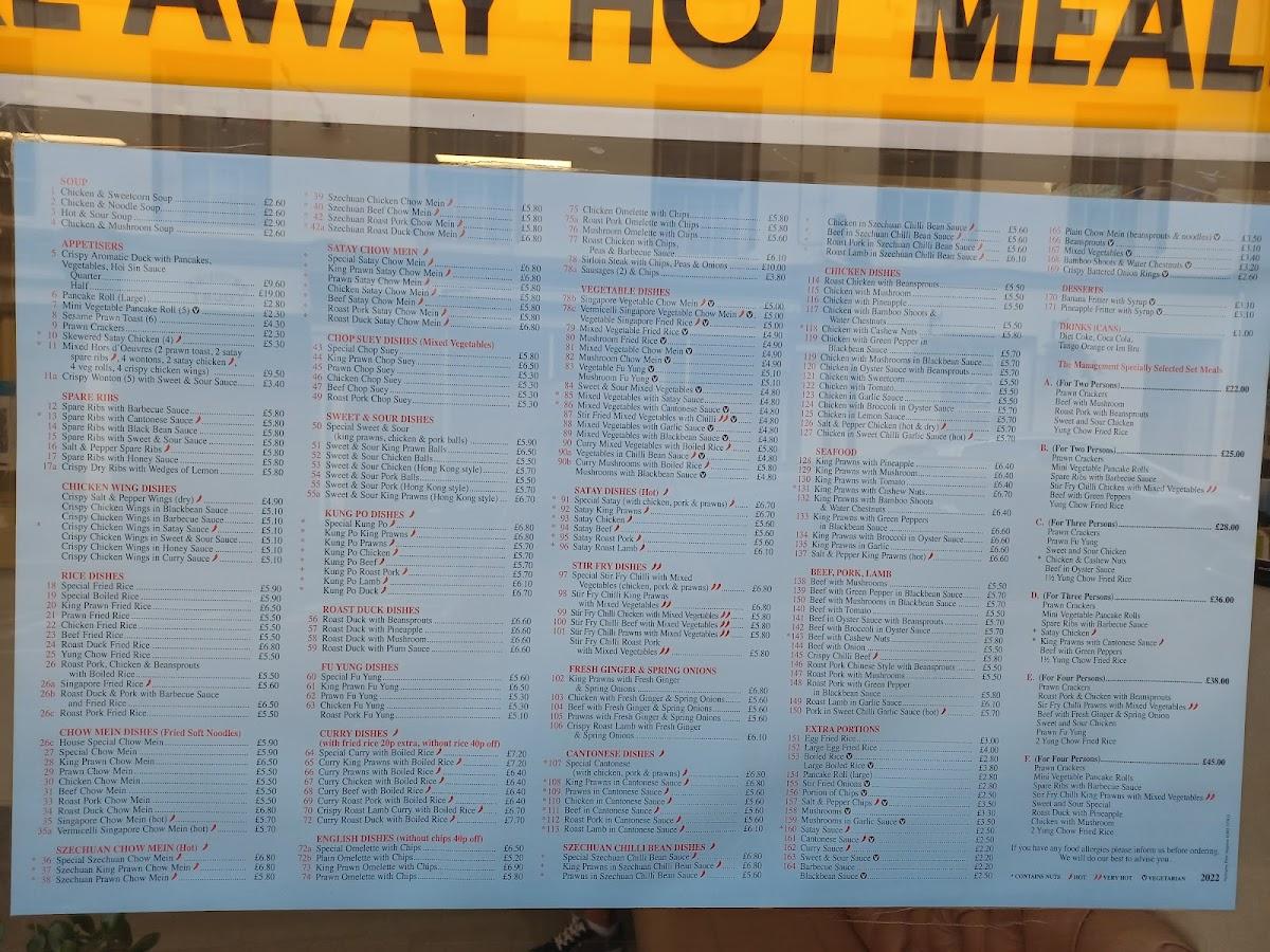Menu at Golden Lily fast food, Paignton
