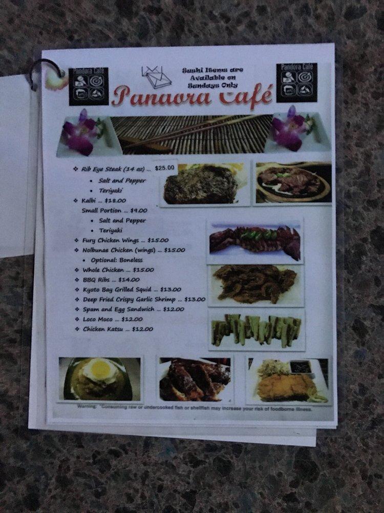 Menu at Pandora Cafe Karaoke/Bar & Grill, Honolulu