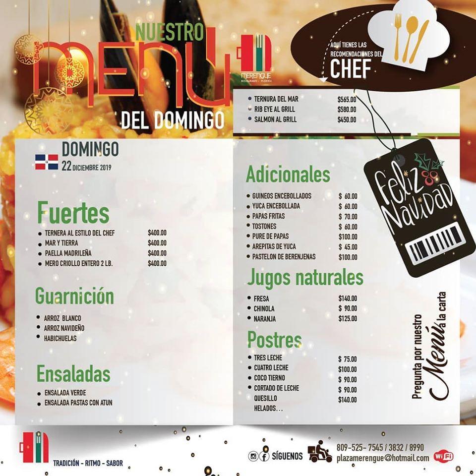 Carta de Restaurante Plaza Merengue, Bonao, WHWR+XP5