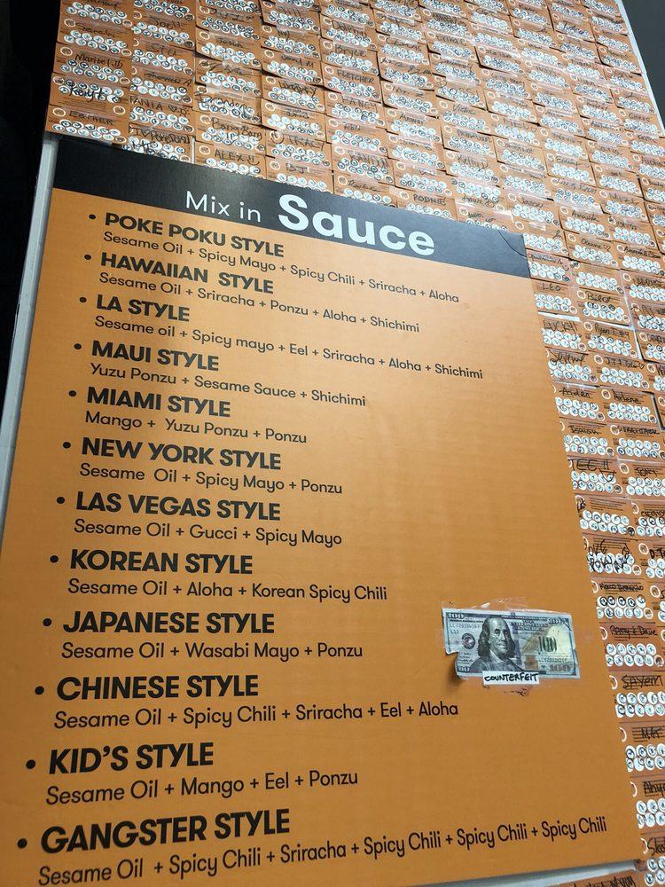 Menu at Poke Poku - Hawaiian Poke Bar, Las Vegas, S Eastern Ave #108