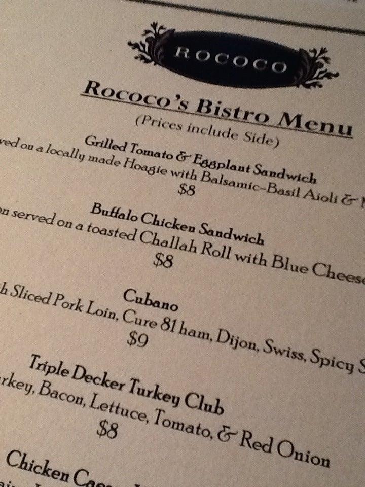 Menu at Rococo Restaurant & Fine Wine, Oklahoma City, N Pennsylvania Ave