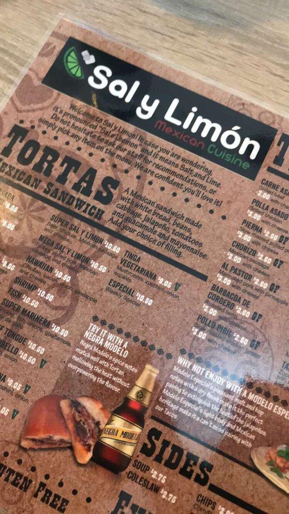 Menu at Sal y Limon restaurant, Surrey
