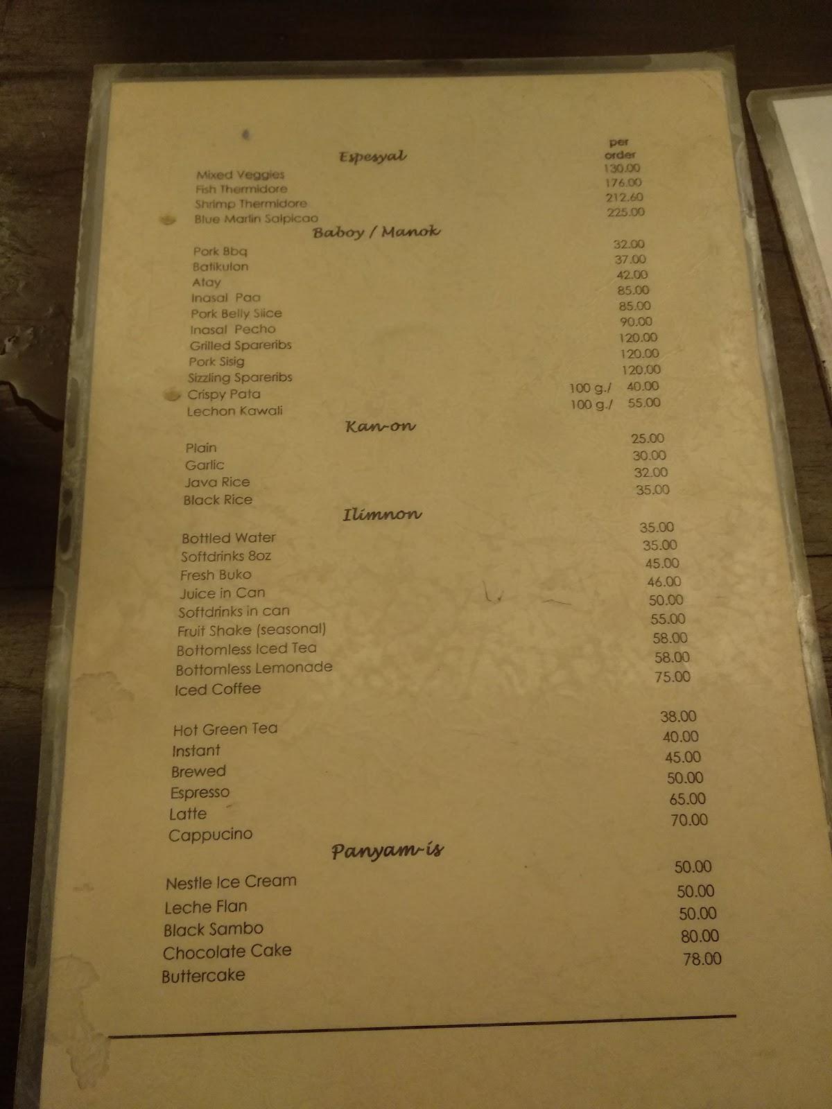 Menu at Bacolod 18th St.Palapala Seafood Grill & Restaurant, Bacolod