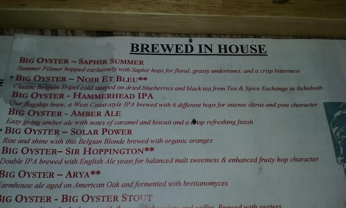 Menu at Big Oyster Brewery pub & bar, Lewes
