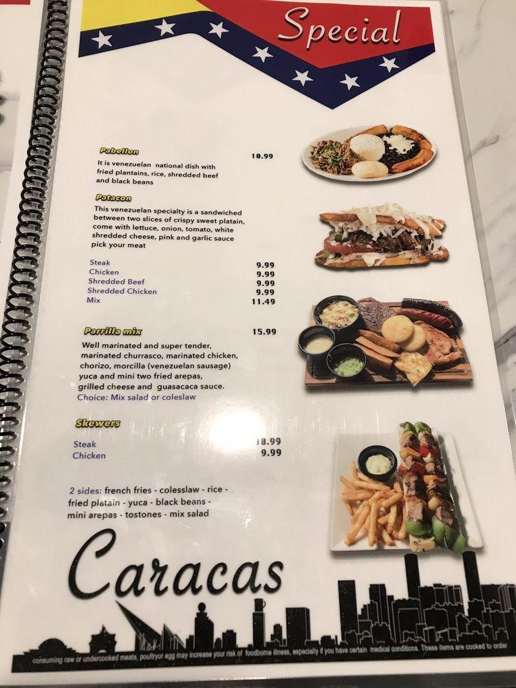 Menu at Caracas Bistro restaurant, Mishawaka