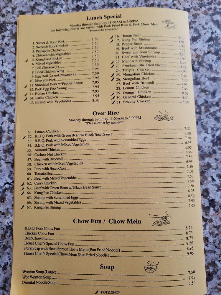 Menu at Eastside Chef restaurant, West Sacramento