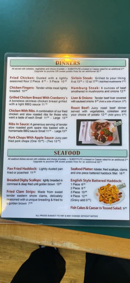 Menu at Eastside Family Restaurant, New Glasgow