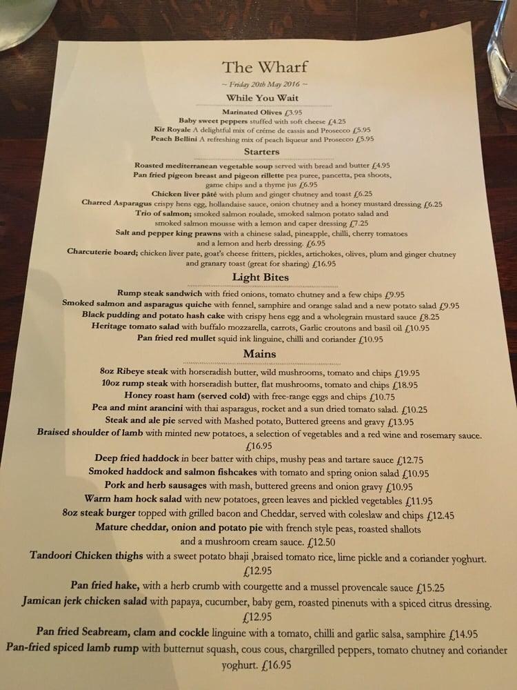Menu at The Wharf pub & bar, Manchester