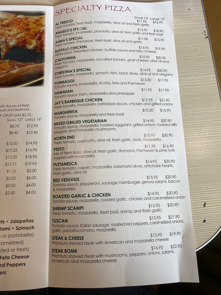 Menu at Cafe Vesuvius Marblehead, Marblehead