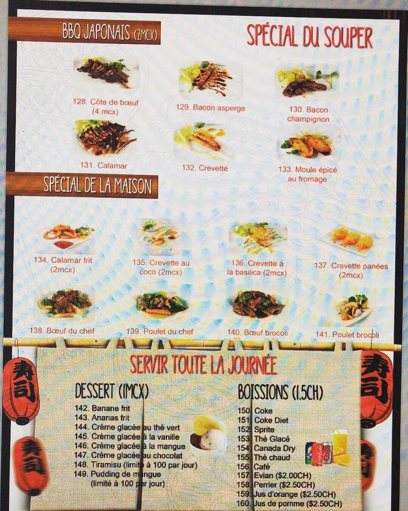 Menu au ITACHO SUSHI À VOLONTÉ restaurant, Trois-Rivières