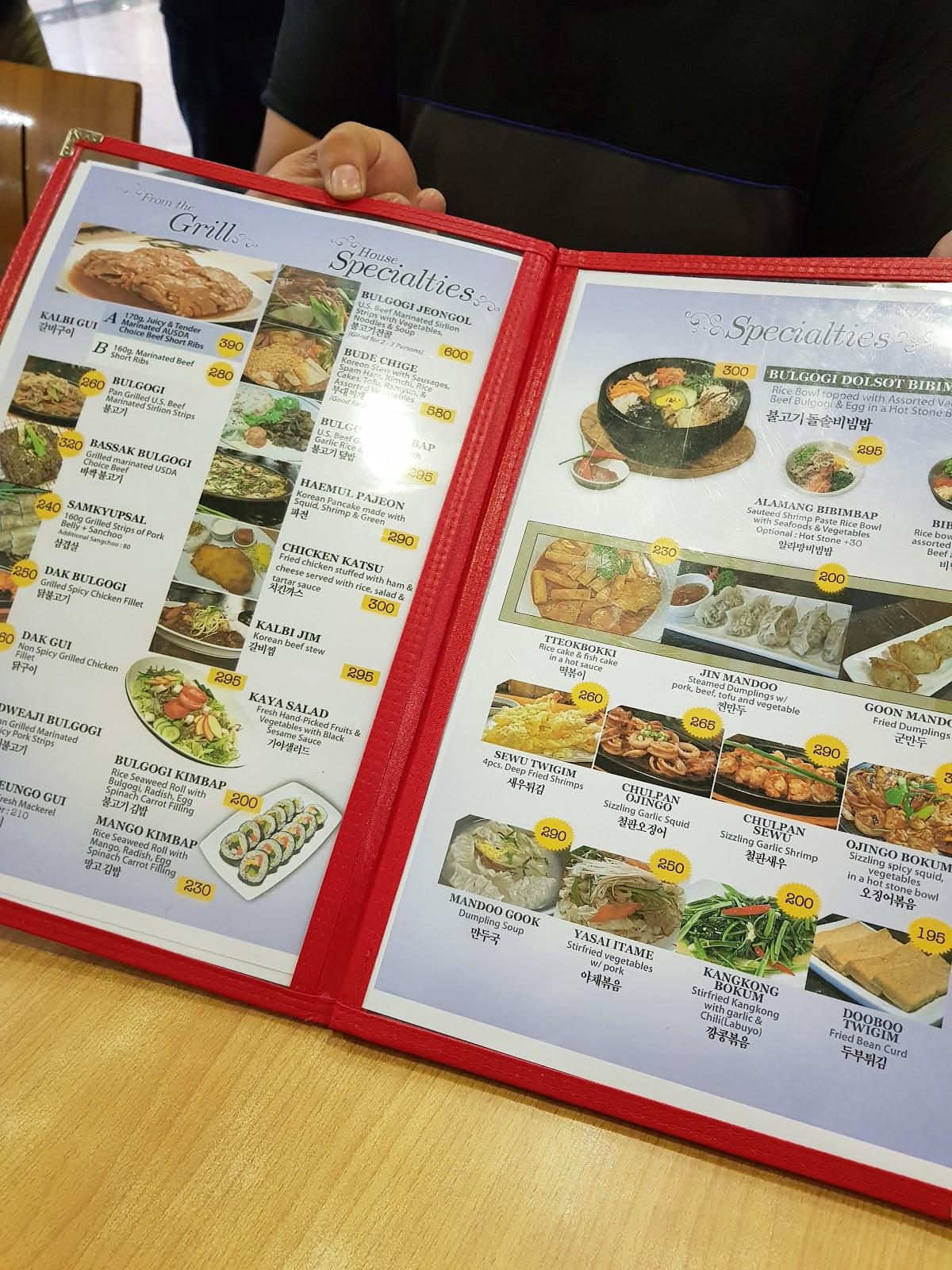 Menu at Kaya Korean Restaurant- Glorietta 2, Makati, 2/F Glorietta 2
