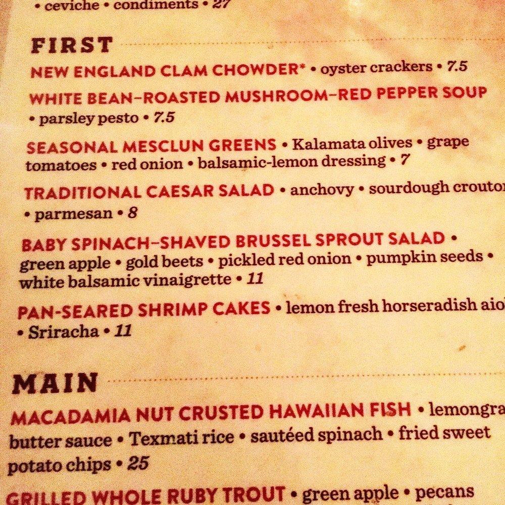 Menu at Kingfisher Bar & Grill, Tucson