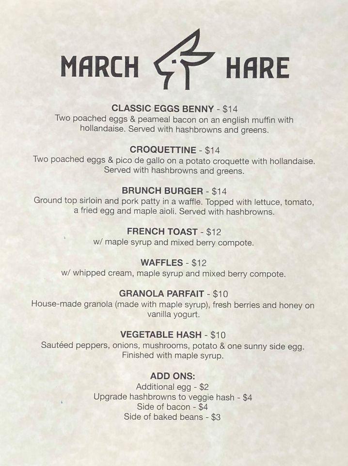 Menu at March Hare pub & bar, Sarnia