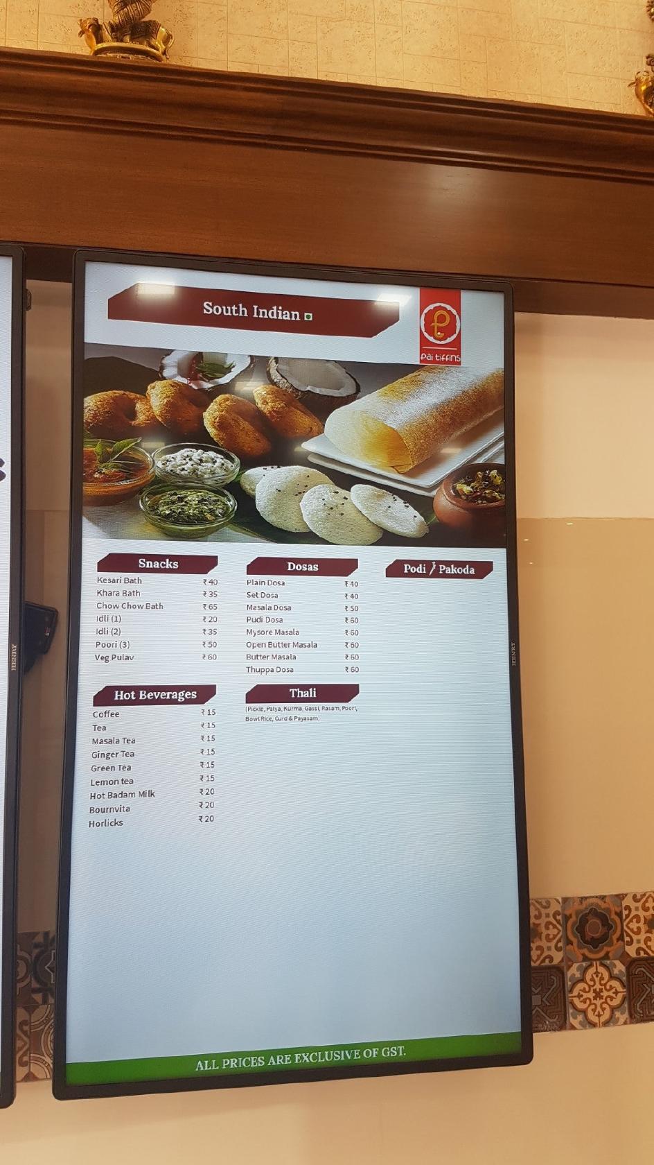 Menu at Pai Tiffins Manipal, Manipal