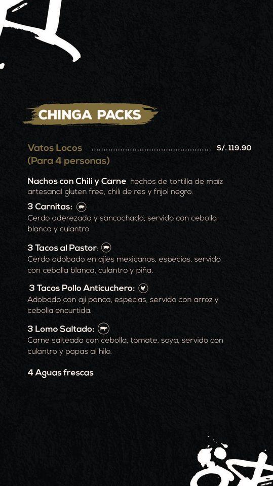 Menu at Chinga tu Taco restaurant, Miraflores, Av. Mariscal La Mar 1300