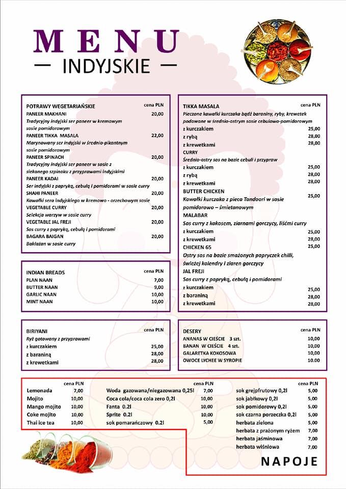 Menu at Little Buddha restaurant, Wyszkow