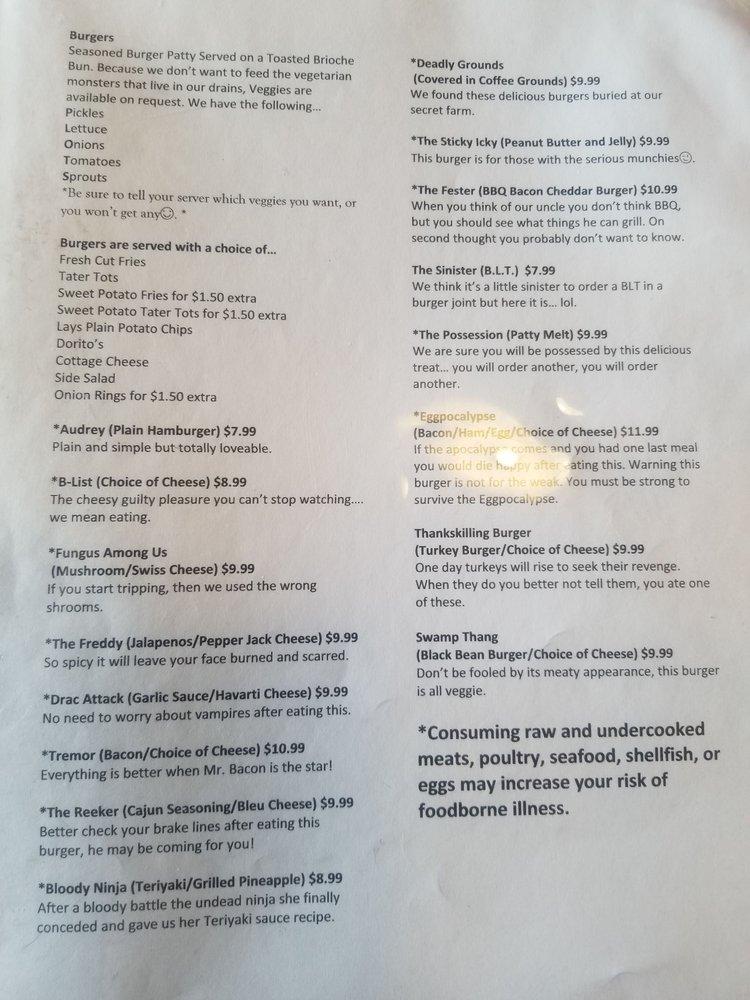 Menu at Little Shop of Burgers restaurant, Casper