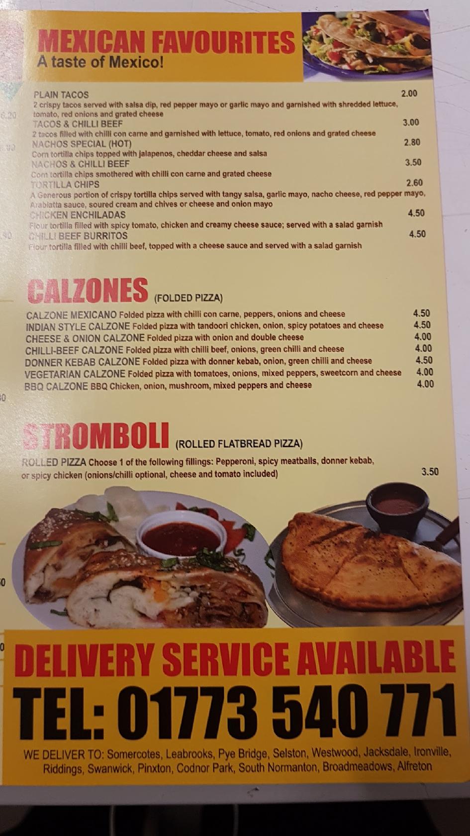 Menu at Pizza Pan fast food, Alfreton, 245 Somercotes Hill
