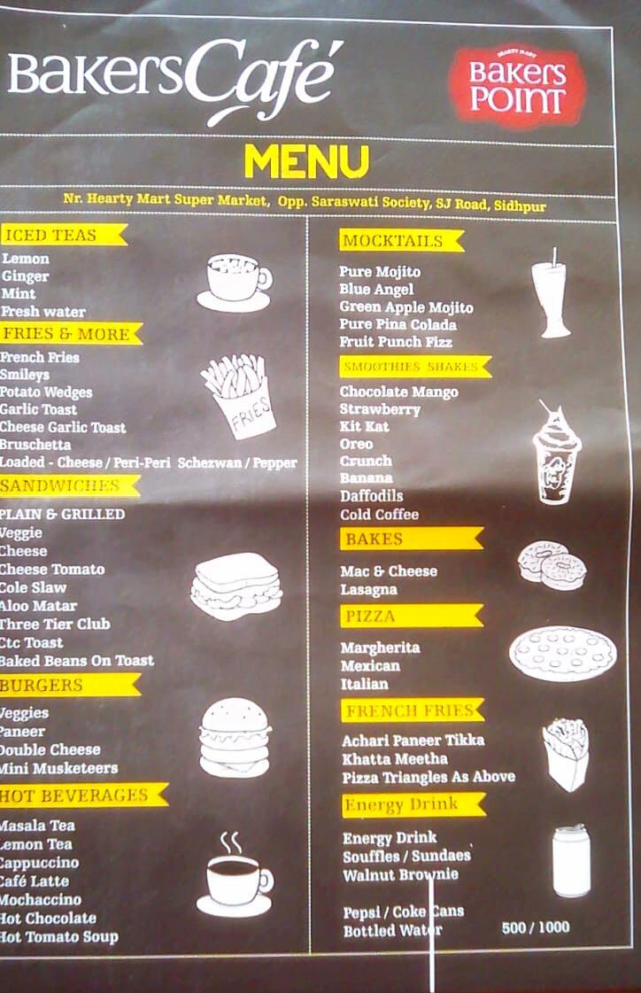 Menu at Hearty Mart Bakers Point Cafe, Siddhpur