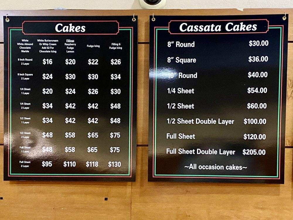 Menu at Corbo's Bakery, Cleveland, Mayfield Rd