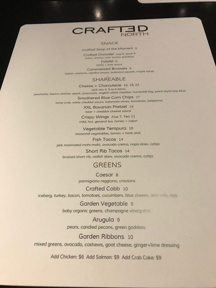 Menu at Crafted North pub & bar, Pittsburgh