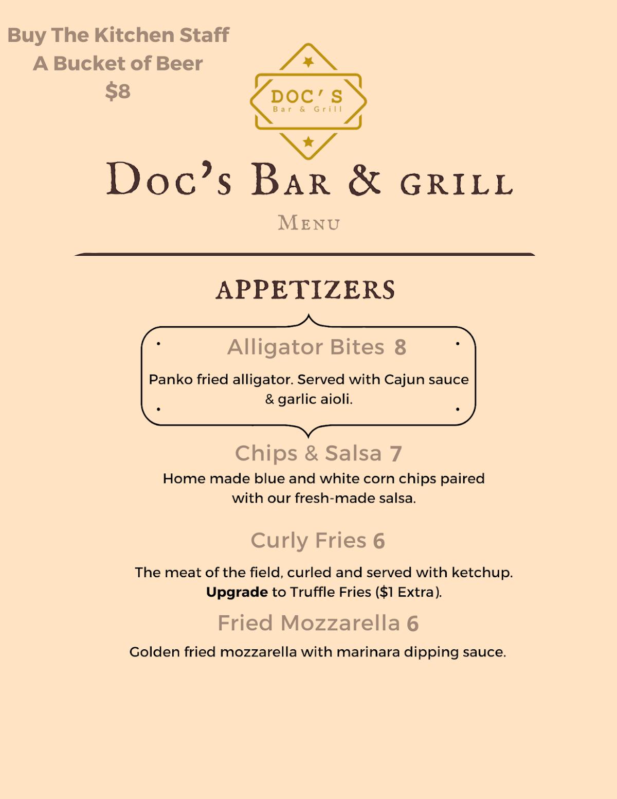 Menu at Doc's Bar & Grill Abilene, Abilene