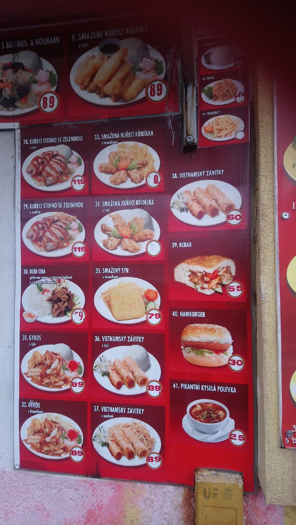 Menu at Kebab restaurant, Czech Republic