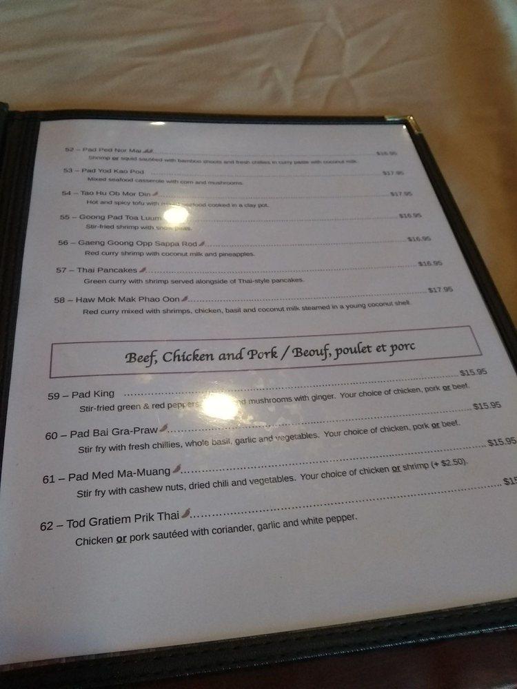 Menu at Little Elephant Thai Bistro restaurant, Ottawa