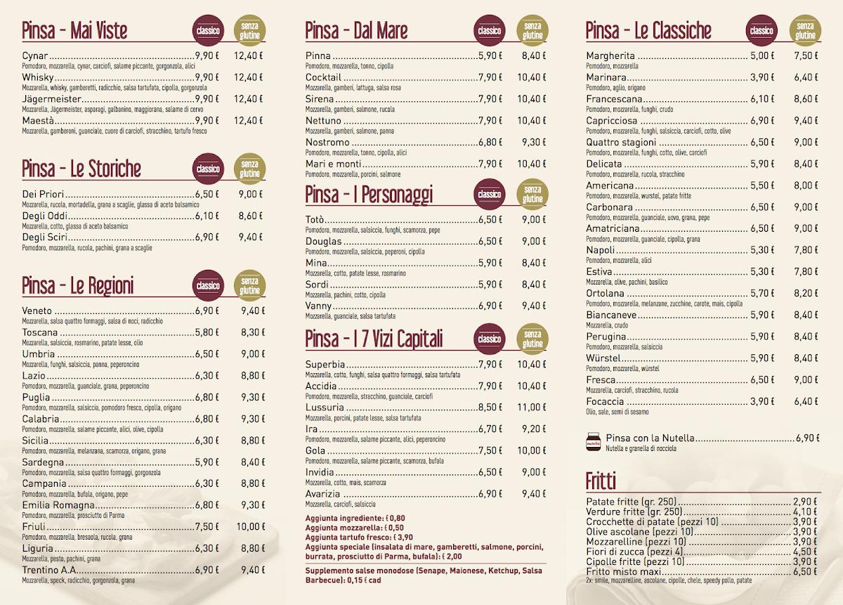 Speisekarte von Pinseria Hamburgheria Torre Degli Sciri Perugia pizza ...