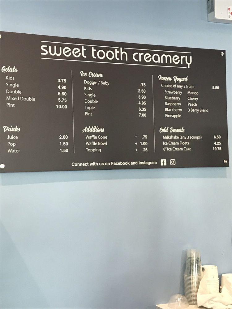 Menu at Sweet Tooth Creamery desserts, Pitt Meadows