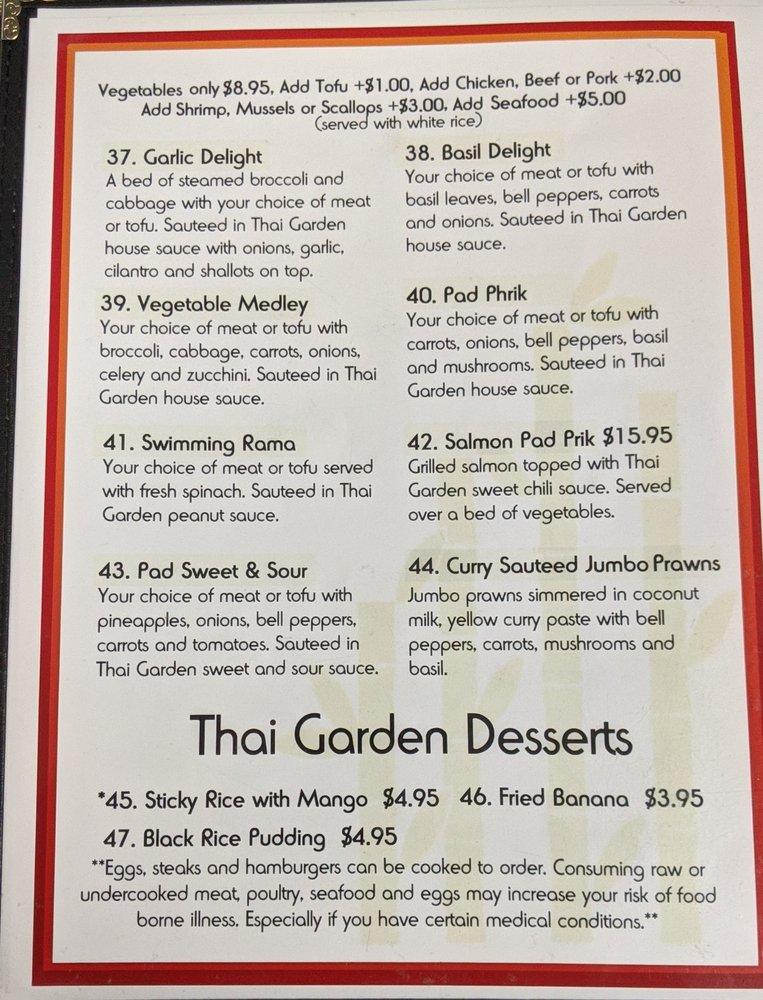 Menu at Thai Garden Restaurant, Kennewick