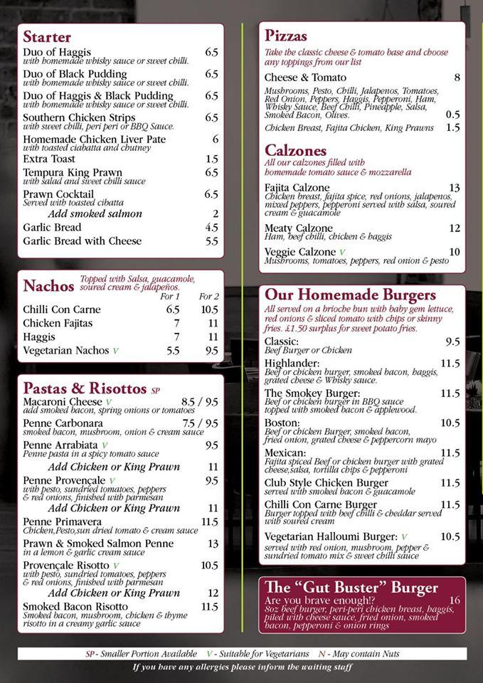 Menu at Royal Hotel Bar & Restaurant, Penicuik