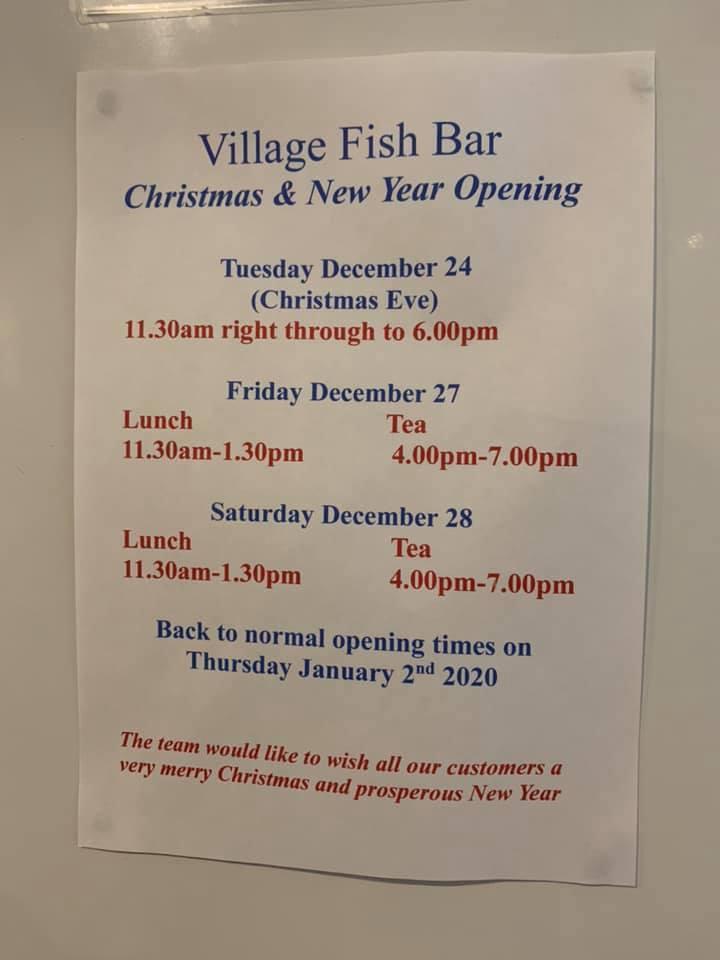 Menu at The Village Fish Bar, Preston