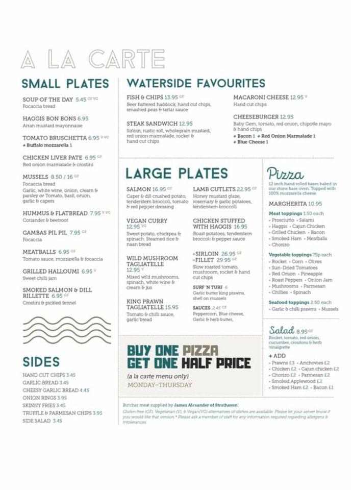 Menu at The Waterside pub & bar, Strathaven