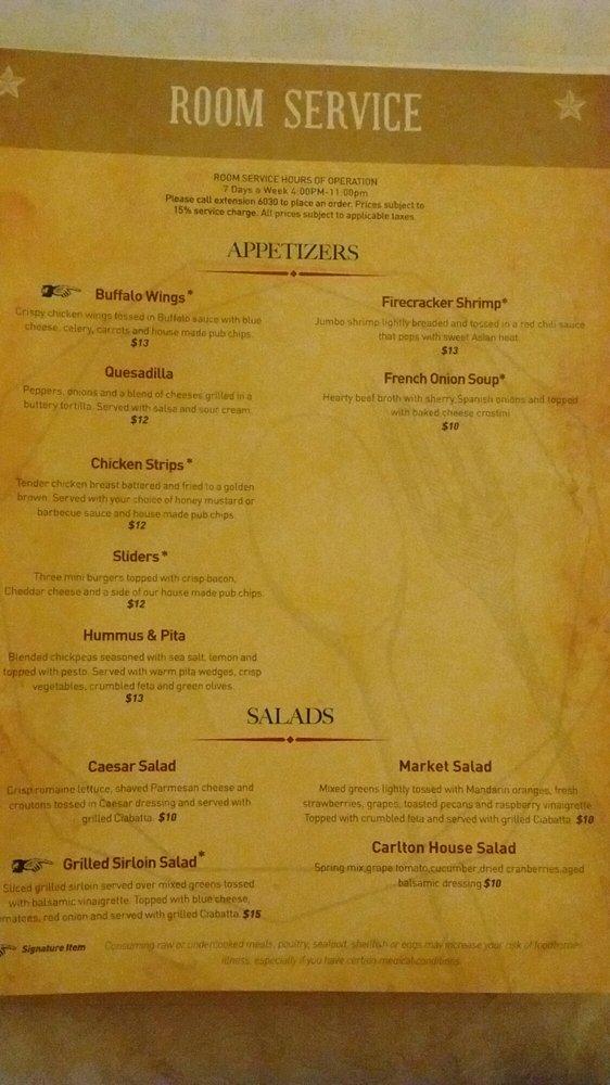 Menu at Carlton Restaurant, Toronto